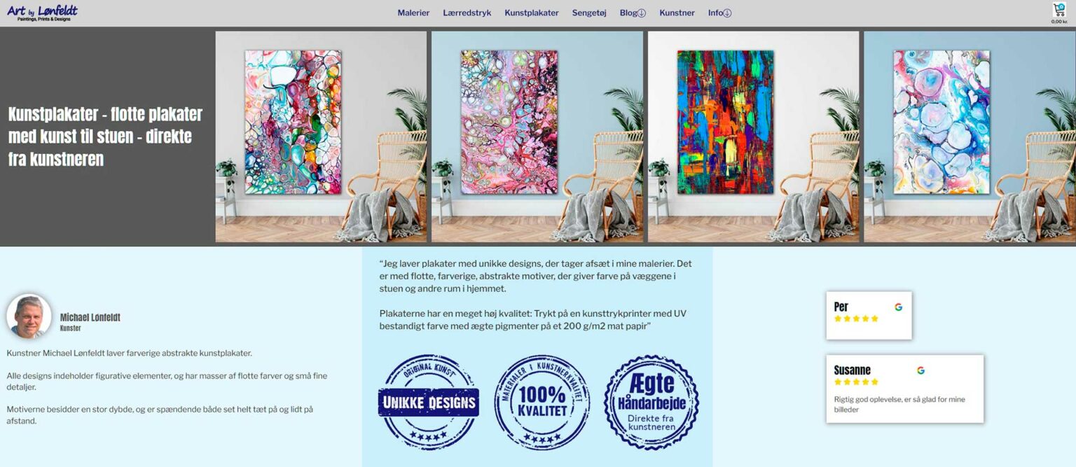 Plakater til salg online - flotte farverige abstrakte design